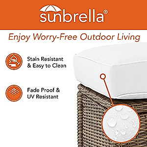 Crosley Furniture Bradenton Reclining Wicker Outdoor Chaise Lounge Chair with Sunbrella Patio Cushions, Weathered Brown with Sunbrella Cushions