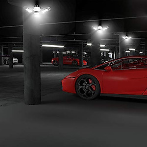 OOOLED LED Garage Lights 2 Pack, 100W Garage Light, Deformable LED Garage Ceiling Lights Supporting E26/E27 Base, 12500LM 6500K Cold White, LED Lights for Garage, Warehouse, Workshop, Basement