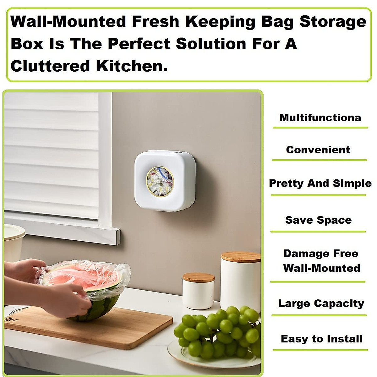 100 PCS Elastic Fresh Keeping Bags With A Keeping Bag Dispenser,Plastic Wrap Storage Box,Stretch Plastic Wrap Bowl Covers，Plastic Covers For Bowls,Elastic Food Storage Covers,Microwave Safe.