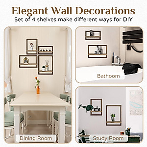 Walasis Wood Wall Shelves for Bedroom Farmhouse - Rustic Floating Shelf Decorative Storage Shelving Wall Mounted Decor with Frame for Living Room