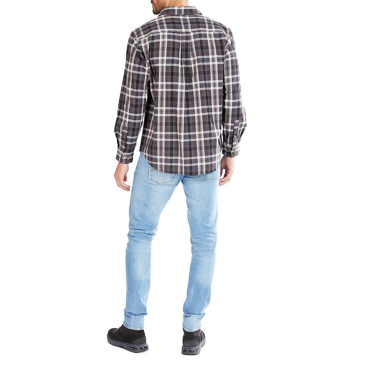 Smith's Workwear Men's Plaid Pocket Flannel Button-Up Shirt, Charcoal-445, XL