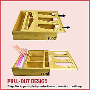 bamboo food sandwich ziplock bags storage organizers and storage drawers for drawer kitchen, gallon plastic gallon quart ziploc baggie holders dispenser…