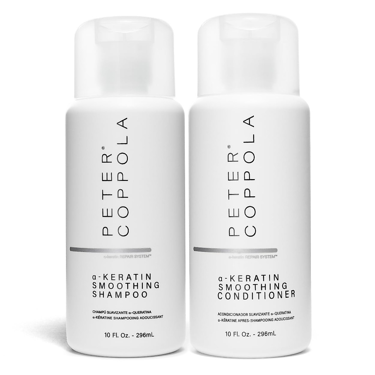 Peter Coppola a-Keratin Smoothing Shampoo & Conditioner Set - Smooths Thick Coarse Hair - Infused With Argan Oil, Avocado Oil And Hydrolyzed Keratin Transforms Frizz Into Shiny & Healthy Hair (10 oz)