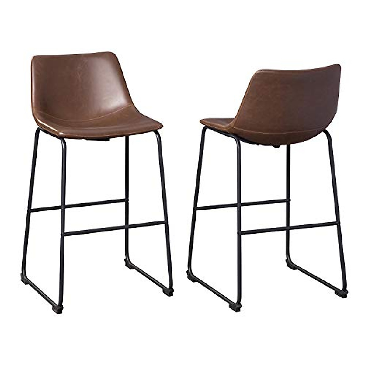 Signature Design by Ashley Centiar Urban Industrial 28.75" Pub Height Bucket Seat Barstool, 2 Count, Brown