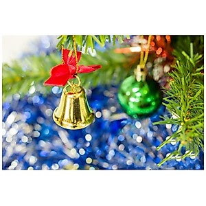 LONG TAO 50 Pcs Decorative Bells Craft Bells Jingle Bells Bridal Bells Decor Bells Ornaments Decoration Christmas Tree Pendants for Christmas Festival Decor DIY Craft (38mm, Gold)