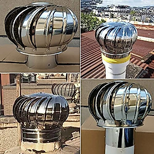 ZAQYCM 4 6 8 10 12 14 Inch Wind Turbine Cover for Home Roof, Outdoor Roofing Vent Pipe for House/Chimney/Metal Roof, All Weather Rain Cap Stainless Steel (Size : 200mm/7.9 in)
