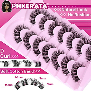 DIY Lash Extension Kit, Natural Lash Clusters 8-16MM Eyelash Extension Kit with Strong Hold Lash Bond and Seal & Eyelashes Applicator Tool, Individual D Curl Cat Eye Lashes Cluster by PHKERATA
