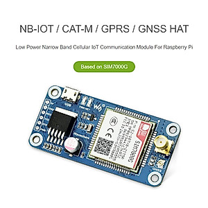 waveshare NB-IoT/Cat-M/GPRS/GNSS HAT for Raspberry Pi, Low Power Narrow Band Cellular IoT Communication Module Based on SIM7000G, Support Protocols TCP, UDP, PPP, HTTP, FTP, MQTT, SMS, Mail etc.