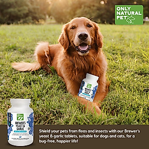 Only Natural Pet Brewer's Yeast & Garlic Chewables - All-Natural Flea & Tick Prevention for Dogs - Fortified with B Vitamins - Promotes Healthy Skin & Coat - 300 Count Tablet (3 Pack)