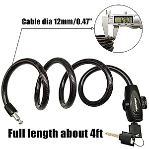 RYANGO Bike Lock, Bike Locks Heavy Duty Anti Theft, Bicycle Lock Bike Lock Cable with Mounting Bracket and 2 Keys, Bicycle Locks Bike Cable Lock for Road Bike Mountain Bike Scooters (Key lock)