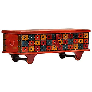 ZQQLVOO Toy Box, Outdoor Storage Box, Storage Box Red 43.3"x15.7"x15.7" Solid Acacia Wood for Toys, Tools, Patio Storage, Garden Backyard Deck Outdoor Storage