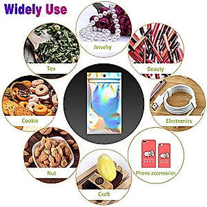 100pcs Holographic Bags Foil Pouch Bag with Zip Lock Resealable Packaging Supplies Decorative Ziplock Bag for Jewelry Lip Gloss Cookie Shipping (Holographic, 3.54"Wx6.30"L)