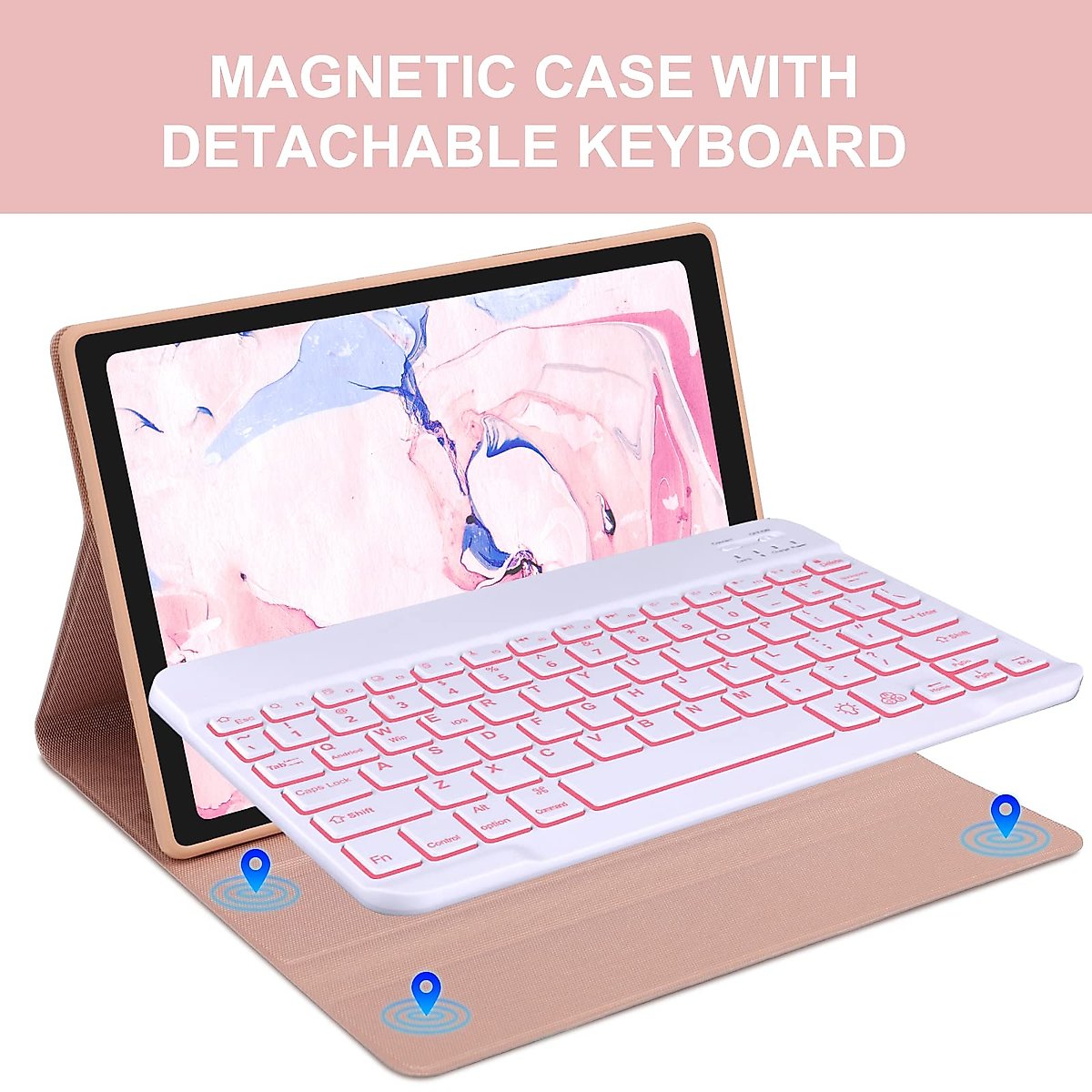 Keyboard Case for Samsung Galaxy Tab A8 10.5 inch 2022, 7 Colors Backlit & Magnetic Detachable Bluetooth Keyboard, Slim Soft Folio Tablet Cover Case for Tab A8 SM-X200/X205/X207, Auto Sleep/Wake Up