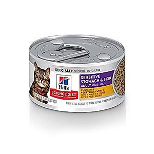 Hill's Science Diet Wet Cat Food, Sensitive Stomach & Skin, Chicken & Vegetable Recipe, 2.9 Ounce (Pack of 24)