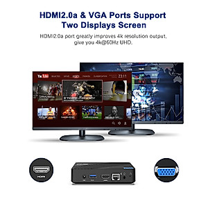 KODLIX Mini PC Celeron N4020(up to 2.8GHz), DDR4 4GB/64GB eMMC Mini PC Fanless UHD 4k@60Hz, Mini Computer Support HDMI&VGA, USB3.0, 2.4/5.8G Wi-Fi, DIY NGFF 2242 SSD