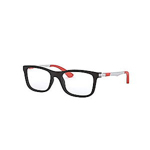 Ray-Ban Junior Kids' RY1549 Square Prescription Eyeglass Frames, Matte Black on Red/Demo Lens, 48 mm