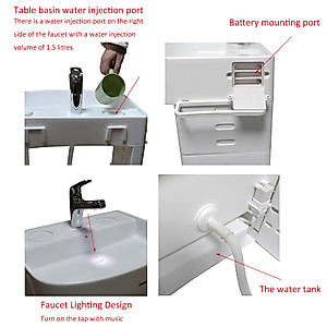 HTTMT- Washstand Self-Care Station Portable Wash Basin For Child Kids Baby Toddler KEarly Training Learning Plastic Washbasin Simulation Towel Shelf [P/N: ET-BABY007-WHITE]