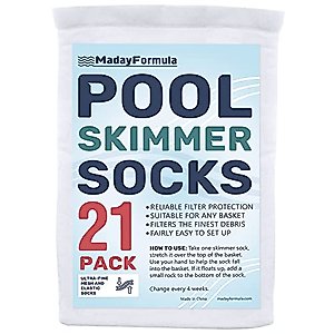 MadayFormula 21 Pack of Pool Filter Socks to Protect Your Water Filtration System, Hot Tubes, and Spas, Ultra Fine Mesh Pool Skimmer Basket Sock to Catch The Finest Debris in Pool
