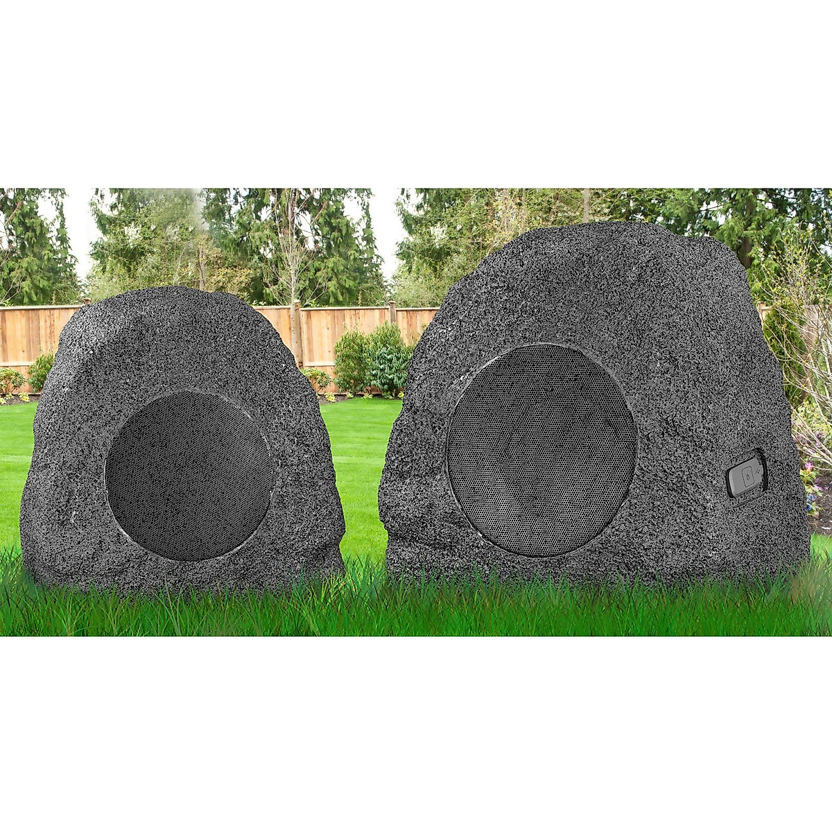 it.innovative technology Premium 5-Watt Bluetooth Outdoor Rock Speakers with A/C Adaptor and Built In Rechargeable 5200mAh Battery, Pair, Charcoal