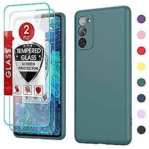 LeYi Samsung Galaxy S20 FE Case, Liquid Silicone & Microfiber Liner with 2-Pack Tempered Glass Screen Protectors, Green