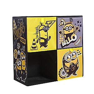 Idea Nuova Minions Collapsible Soft Storage Cubby with 3 Collapsible Cubes, yellow