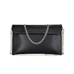 Covelin Women's Wristlet Clutch Handbag Genuine Leather Envelope Evening Shoulder Bags Black