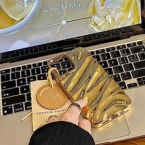 Aitipy Compatible iPhone 13 Pro Max Case, 3D Cute Luxurious Curl Water Ripple Shape, Soft TPU Shockproof Case for Boys and Girls (Gold)