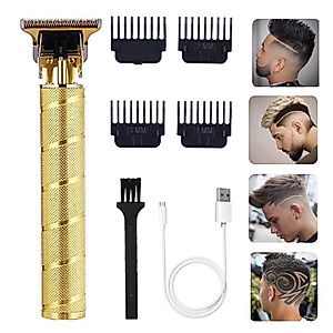 Hair Trimmer for Men, Professional Electric Hair Clippers Cordless Beard Trimmer Shaver Electric T Blade Hair Trimmer, Zero Gapped Hair Clippers Cutting Grooming Kit with Guide Combs, Gold