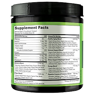 NATURELO Raw Greens Superfood Powder - Unsweetened - Boost Energy, Detox, Enhance Health - Organic Spirulina - Wheat Grass - Whole Food Nutrition from Fruits & Vegetables - 240 Grams