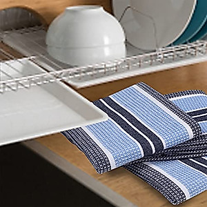 Kitchen Towel, Dish Towel, Tea Towel, Dish Towel For Kitchen, Fall Kitchen Towel, Cotton Quick Dry Kitchen Bar Towels, Super Soft & Absorbent Kitchen Dish Towels - 18x28 Inch 6 Pack - Sky Blue Navy