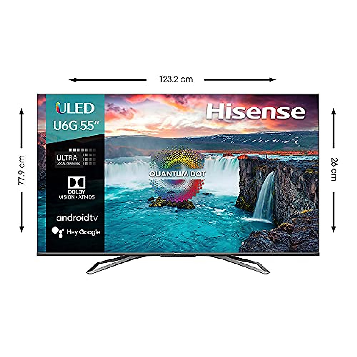Hisense ULED Premium 55U8G QLED Series 55-inch Android 4K Smart TV with Alexa Compatibility, 1500-nit HDR10+, Dolby Vision IQ & Atmos, 120Hz, HDMI 2.1, Game Mode Pro