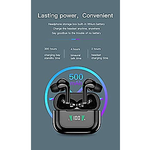 Wireless Earbuds Bluetooth Headphones with USB-C Quick Charging Case in Ear Headset IP6 Waterproof LCD Display Premium Sound Deep Bass Ear Buds Sweat Resistant Earphones for Sports/Working (Black)