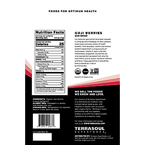 Terrasoul Superfoods Organic Goji Berries, 16 Oz - Large Size | Chewy Texture | Premium Quality | Lab-Tested