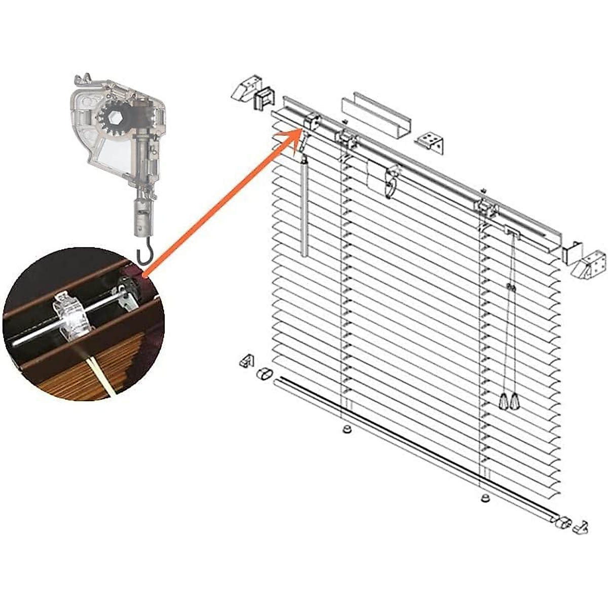 Wand Tilter 2pcs for 2" Blinds Hexagon Shaped Gear Hook Connection for 2" Low Profile Horizontal Blinds