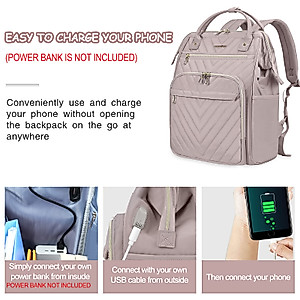 VANKEAN 17 Inch Laptop Backpack for Women Men Fashion Computer Work Bag, Large Capacity Waterproof Backpack with USB Port & RFID Pockets, College Daypack Business Travel Backpack, Light Dusty Pink