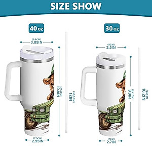 RPLIFE Cute Highland Cow White Stainless Steel Mug, Insulated Coffee Mug with Lid, Tumbler for Men
