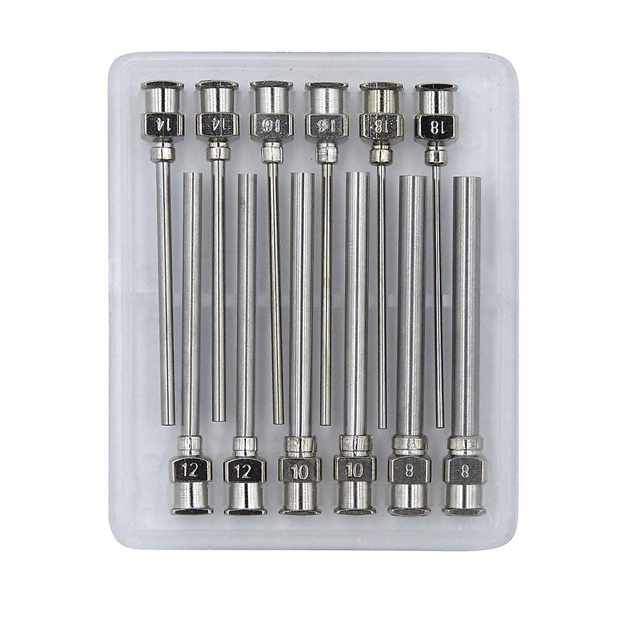Dispensing Needle 1.97inch Stainless Steel Blunt Tip Needle Set Luer Lock Luer Slip Adapter Tips 8Ga, 10Ga, 12Ga, 14Ga, 16Ga, 18Ga-12Pcs