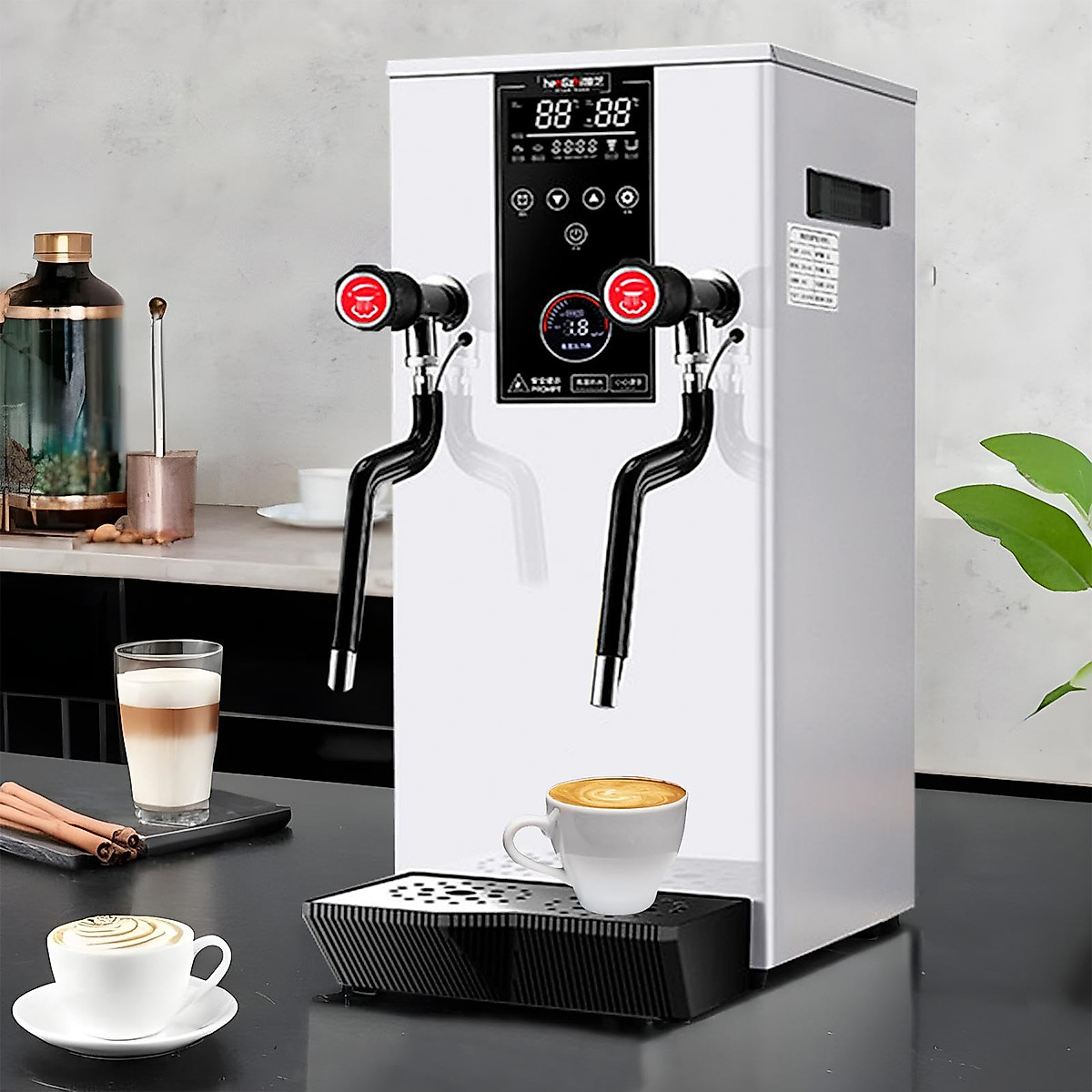 Steam Milk Frother Machine | 12L Steam Boiling Water Frothing Machine - Milk Foamer, 110 V Steam Milk Frothing Machine for Espresso Coffee Tea Dessert Shop Hotel
