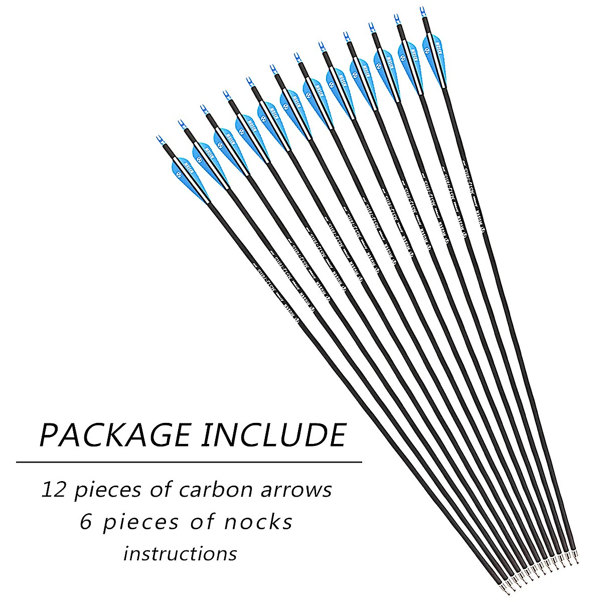 Musen Archery 30/28 Inch Carbon Practice Targeting Arrows with Removable for Youth Compound & Recurve Bow Target (Pack of 12)