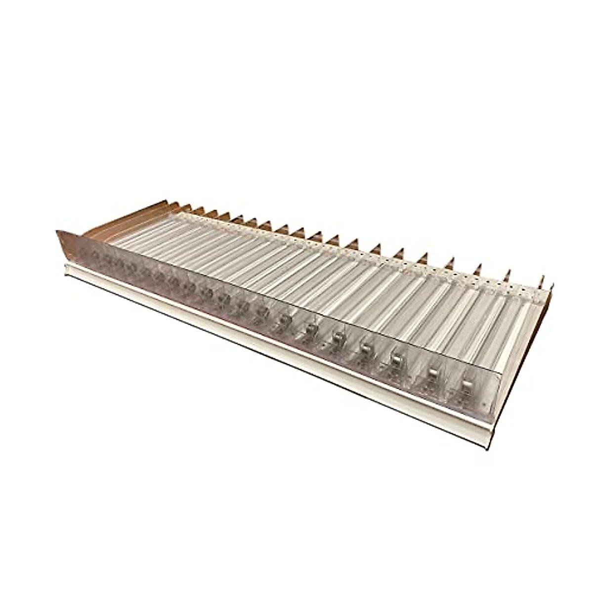Pack of 20 Shelf Pusher Spring Loaded Organizer, Product Display Tray, 6 Different Tensions, Retail Shelving Pusher, Glider Self Pushing Bar, Convenience Store Display Clear Medium Duty 7N