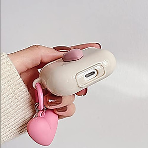 Compatible with AirPods Pro Case Cute Airpod Pro Case Cover Kawaii Cases Pink Heart Design Soft Silicone Case with Cute Keychain for Girls Women