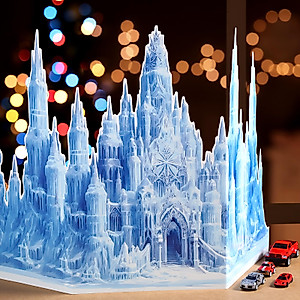 Watersay Snowflake Castle Cardboard Winter Snow Themed Party Decoration Blue Castle Photography Background Snowflake Castle Table Decoration Winter Snowflake Themed Party Supplies