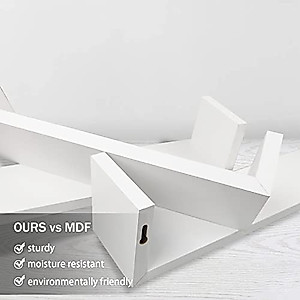 Goizxol Floating Shelves Wall Mounted, Solid Wood Wall Shelves Set of 3, White