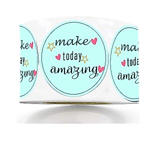 youok 500 Pcs Inspirational Themed Make Today Amazing Stickers,1.5 Inch Round Blue Motivational Labels for Water Bottle, Gifts, Envelopes, DIY