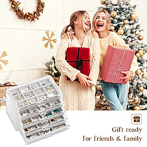 ProCase Earring Holder Organizer Jewelry Box with 5 Drawers, Acrylic Clear Earring Case with Adjustable Velvet Trays for Women - Grey, 5 Layers