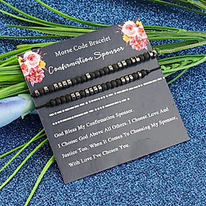 FEELMEM Confirmation Sponsor Morse Code Bracelet God Bless My Confirmation Sponsor Appreciation Gift First Confirmation Jewelry Sponsor Confirmation Gift (Confirmation Sponsor-Morse)