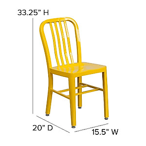 Flash Furniture Gael Commercial Grade 2 Pack Yellow Metal Indoor-Outdoor Chair