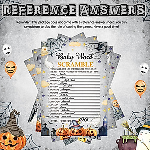 Yinder 145 Pieces Baby Shower Games for Boy or Girl Game Activities Cards with 20 Pencils Includes Baby Bingo Description and Wishes Guess Who Baby Price is Right, Word Scramble Game (Halloween)