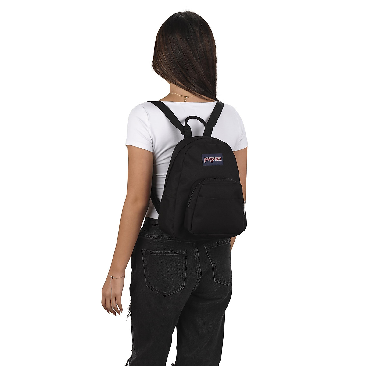JanSport Half Pint Mini Backpack for Women, Men, Girls, Boys, Black, 10.2 L - Durable Mini Bag Purse with Adjustable Shoulder Straps, Single Main Compartment, Zippered Stash Pocket