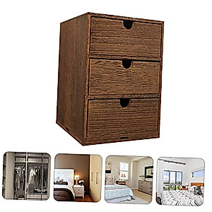 Wooden Storage Box Storage Drawers Storage Cabinet Locker Desktop Organizer Desktop Cabinet Organizer 3 Tier Shelf Organizer for Desk Retro Drawer Box​​​​​​​ Wood Drawer Shelf WHAMVOX